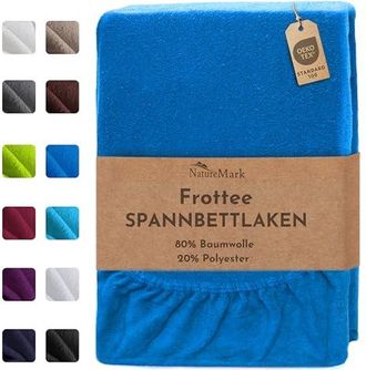 NatureMark Drap-housse en tissu &eacute;ponge, bleu roi, 180 x 200 - 200 x 200 cm