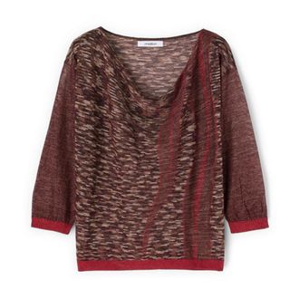 Motivi Viskose-Pullover mit Flammen-Effekt und Drapierung - - Blouses & Shirts - Damen - Rot - L