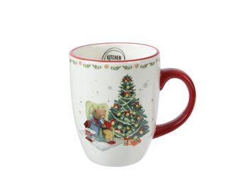 Kaemingk Tasse Weihnachtsmotiv 10cm - 330ml Keramik Teetasse mit Henkel - Keramiktasse als Weihnachtstasse Teebecher Kaffeetasse Kaffeebecher zu Weihnachten - 
