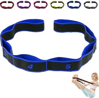 Generic Fitness Resistance Band for Stretching and Yoga, Number Stretch Resistance Band with Clear Markings, 8-Section Elastic Training Bands (Blue)