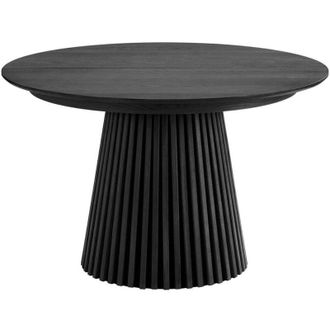Altobuy Altobuy - Table extensible ronde MDF placage ch&ecirc;ne noir - Pied central relief - 2 rallonges 40x120cm - Pour 8 convives - Dimensions 120/160/200 x 120