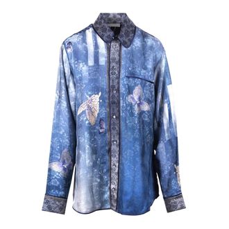 Pierre-Louis Mascia Femme, Blouses et Chemises, Bleu, Taille: 40 FR Aloe Silk Shirt