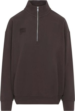 PANGAIA Pangaia, Femme, Sweatshirts et sweats &agrave; capuche, Brun, Taille: 38 FR Half Zip SweaT-shirt