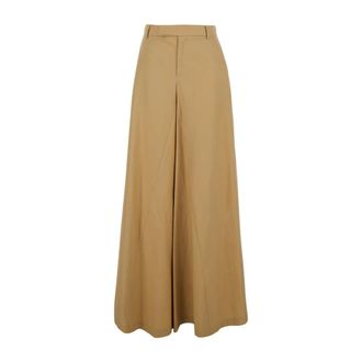 Federica Tosi Femme, Pantalons, Beige, Taille: 36 FR Pantalon Palazzo en Coton