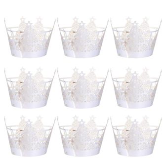 Cabilock Delicate50 ST&Uuml;CKE Weihnachten Papier Cupcake Wrapper Cups Hohl Kleine Kuchen Formen Muffin Liner f&uuml;r Dessert Party