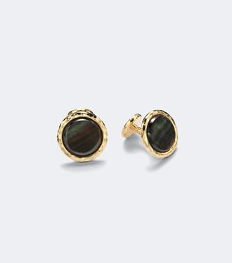 Octavia Elizabeth Manschettenkn&ouml;pfe Nesting Gem aus 18kt Gelbgold mit Perlmutt