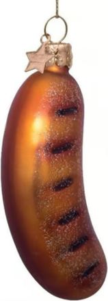 Vondels Ornament Glass Brown Sausage H10.5cm