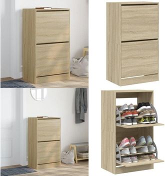 vidaXL Vidaxl - Schuhschrank mit 2 Klappen Sonoma-Eiche 60x42x108 cm - Schuhschrank - Schuhregal - Schuhkommode - Aufbewahrungsbox - Garderobe - Home &