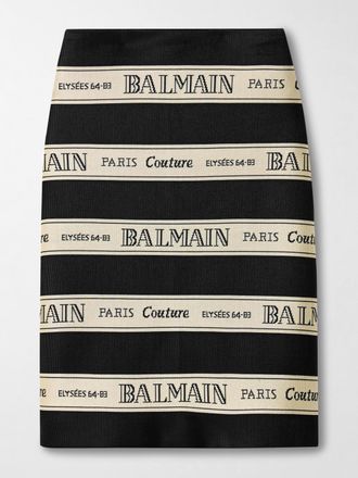 Balmain Midirock Aus Canvas Mit Jacquard-muster - Schwarz