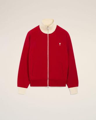 Ami Sweatshirt zipp&eacute; rouge en coton Ami de Coeur Rouge Rubis & ivoire - XXXL - Unisex