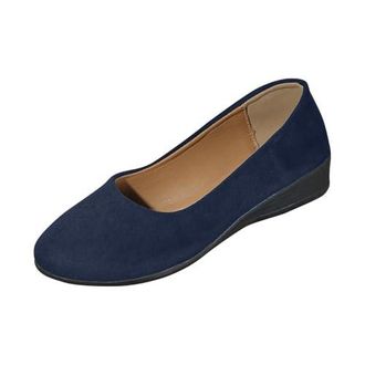 Generic Chaussures &agrave; enfiler d&eacute;contract&eacute;es &agrave; talon compens&eacute; pour femme - &Eacute;l&eacute;gantes et classiques - Couleur unie - Bout rond - L&eacute;g&egrave;res et confortables - Pour l