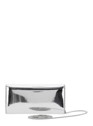 Jimmy Choo London Womens Clutch Emmie Metallic Leather And Fabric Blend Bags
