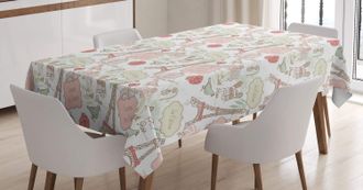 Abakuhaus Paris Tischdecke, Liebhaber in Straßen Blumen, Für den Inn und Outdoor Bereich geeignet Waschbar Druck Klar Kein Verblassen, 140 x 170 cm, Getrocknete