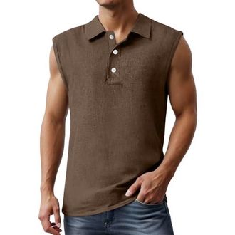 Generic T-shirt pour homme D&eacute;bardeur pour homme Grandes et grandes chemises sans manches Muscle Fitness Entra&icirc;nement Course Plage &Eacute;t&eacute; Boutonn&eacute; T-shirt Gilet, 