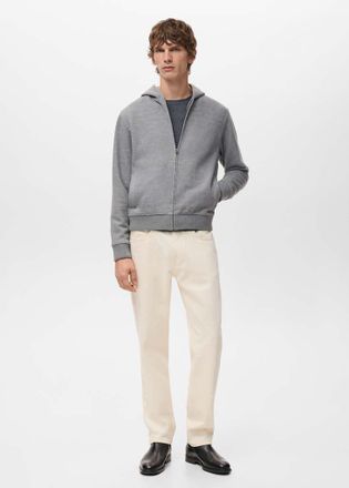 Mango Sweat-shirt capuche texture gris chin&eacute; clair - Homme - XS - MANGO MAN