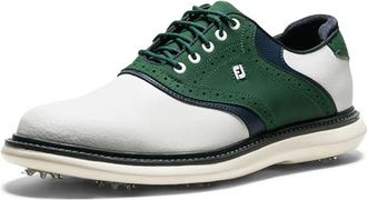 FootJoy Chaussures de golf Traditions pour homme, Blanc/vert chasseur/caban, 50 EU