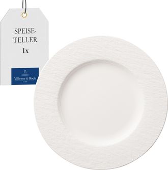 Villeroy & Boch Manufacture Rock Blanc Speiseteller 27 cm Weiß, Spülmaschinenfest, Mikrowellensicher, Teller Weiß, Essteller, Essgeschirr, Premium Porzellan