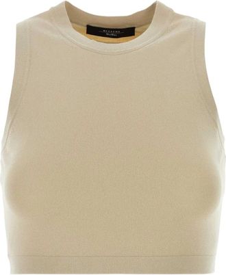 Max Mara Femme, Tops, Beige, Taille: 42 FR Sand knit Bombo crop-top