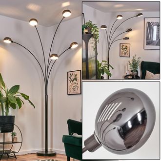 HOFSTEIN Stehleuchte Nikkala, Stehlampe aus Metall in Schwarz/Chrom-/Rauchfarben/Wei&szlig; mit Marmorfu&szlig;, verstellbare Leuchte im Vintage-Design, Schalter am Geh&auml;us