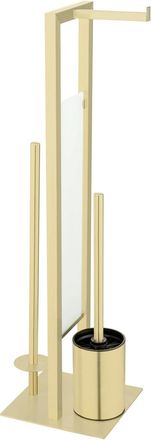 WENKO Wc-B&uuml;rstenkombination, Gold, Metall, 18x70x23 cm, B&uuml;rstenkopf abnehmbar, austauschbar, rostfrei, Ersatzrollenhalter, Papierhalter, Badezimmer, WC Auss