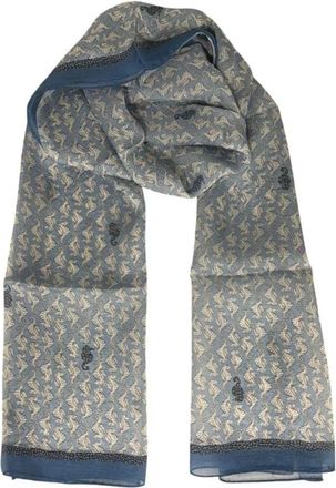 Borbonese Femme, Accessoires, Bleu, Taille: ONE Size Luxueux foulard en soie avec d&eacute;tails &eacute;l&eacute;gants