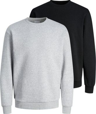 Jack & Jones Sweatshirt 2er Pack Bradley (Spar-Set, 2-tlg) Sweatshirt - Baumwolle - Atmungsaktiv - Lockerer, bequemer Schnitt