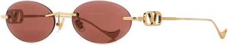 Valentino Garavani Femme, Accessoires, Jaune, Taille: ONE Size VLogo 53mm Metal Oval Lunettes de soleil