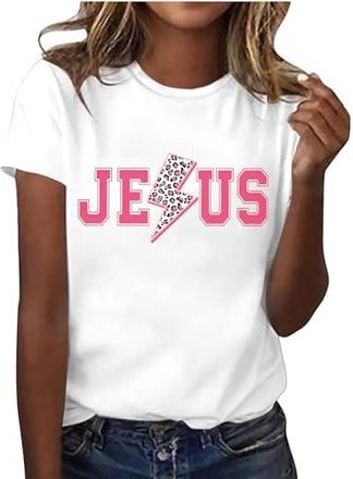 Generic T-shirt d&eacute;contract&eacute; &agrave; manches courtes et col rond imprim&eacute; coeur pour femme 2026 Saint-Valentin, blanc, XXL