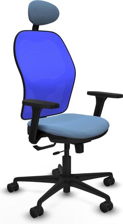 Piqueras y Crespo Ergonomischer Stuhl mit Kopfst&uuml;tze mit 3D-Armen, h&ouml;henverstellbare Lendenwirbelst&uuml;tze und festes Kopfteil, ausgestattet mit Syncro/Traslack und injizi