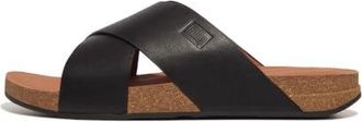 FitFlop Homme Iqushion Mens Leather Cross Slides Sandale Glissante, Noir, 45 EU