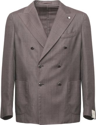 Lubiam Homme, Vestes, Brun, Taille: XL Veste Crois&eacute;e en Laine
