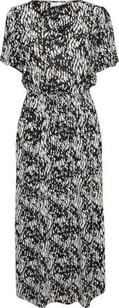 Kaffe Womens Maxi Dress Short Sleeves V-Neck Casual Fit Drawstring Waist