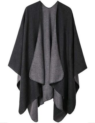 Generic Poncho Femme Hiver Chaud Chale Femme Hiver Chaud Cape Femme Effet enveloppant Ch&acirc;le Tricot&eacute; Ample Style Minimaliste Automne-Hiver Polyvalent