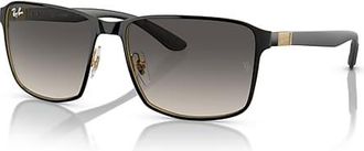 Ray-Ban Rb3721 Sonnenbrillen Schwarz Auf Gold Fassung Grau Glas 59-17