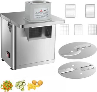 Generico 3-in-1-W&uuml;rfelschneider for kommerzielles Gem&uuml;se, Obst, 250 W, elektrischer Lebensmittelschneider aus Edelstahl mit 5 W&uuml;rfelmessern, 1 Schneidemesser u