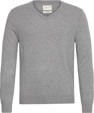 GANT Herren Extrafine Lambswool V-Neck Pullover, Grey Melange, XL