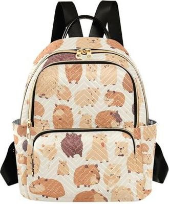 Mnsruu Mini sac à dos pour femme Happy Capybara jaune petit sac à dos tendance décontracté sac à dos sac à dos sac à dos, Multi620, M