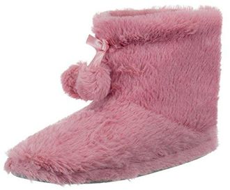 Brandsseller Chaussons Femme Bottillon Jolis noeuds et Pompons Chaussons fourrur&eacute;s Duveteux Doux Molleton - Coleurs: Vieux Rose - Pointures: 39 - de