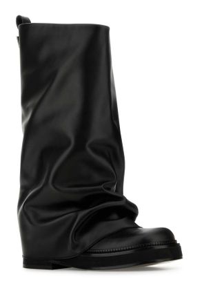 The Attico Womens Black Leather Robin Boots Stivali