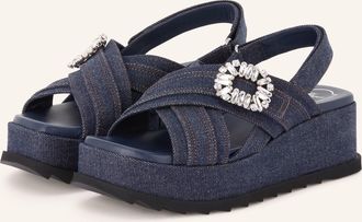 Roger Vivier Plateau-Sandalen Mit Schmucksteinen blau