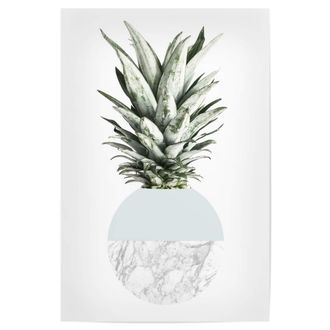 artboxONE Poster 60x40 cm Floral Ananas Grau hochwertiger Design Kunstdruck - Bild Ananas Frucht