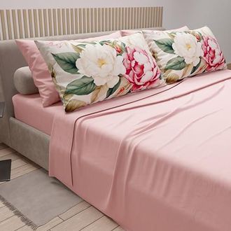 Petti Artigiani Italiani Bettw&auml;sche aus Baumwolle mit Kissenbez&uuml;gen mit Digitaldruck, Einzelbett, Sofia, 100% Made in Italy