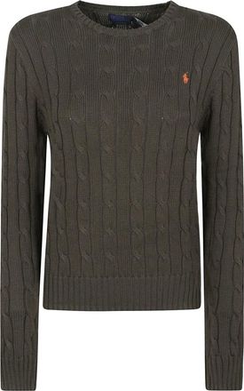 Polo Ralph Lauren Femme, Pulls, Vert, Taille: 40 FR Pull ras du cou en coton &agrave; maille torsad&eacute;e