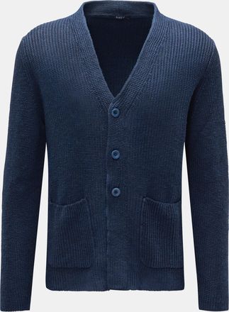 04651/ Herren - Leinen Cardigan Blue Marine navy