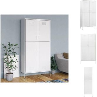 vidaXL Kleiderschrank Wei&szlig; 90x50x180 cm Stahl - Schreibtisch - Garderobe - Kleiderschrank - Wei&szlig;er Schrank - Metallschrank