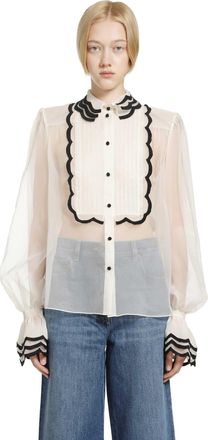 Valentino Organza Shirt with Embroidered Bib