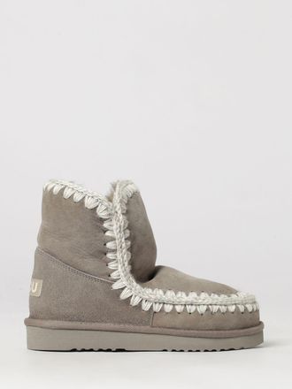 Mou Bottines Eskimo en daim avec coutures contrast&eacute;es et doublure en laine