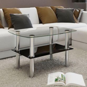 vidaXL Couchtisch mit Ablage Glas Vidaxl