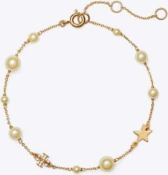 Tory Burch Damen Zartes Moondance Armband mit Perlen und Sternen