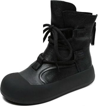 Generic QXDZSW Bottines romaines r&eacute;tro pour femme avec fermeture &eacute;clair &agrave; plateforme &eacute;paisse dans le dos confortables et tendance d&eacute;contract&eacute;es, Peluche court